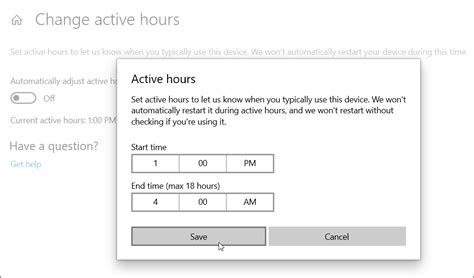 How To Enable Automatic Active Hours On Windows 10