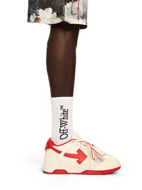 Out Of Office Leather Sneakers In White Red For Men Off White™