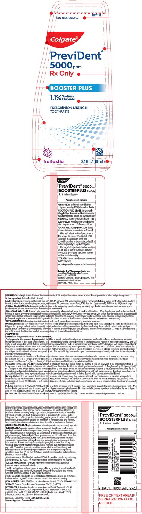 Prevident 5000 Booster Package Insert
