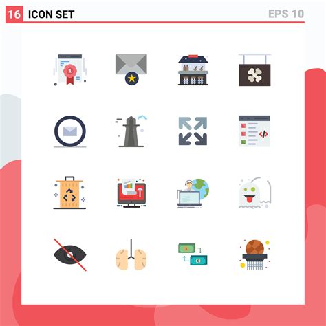 User Interface Pack Of 16 Basic Flat Colors Of Online Development Water Sign Hanging Editable