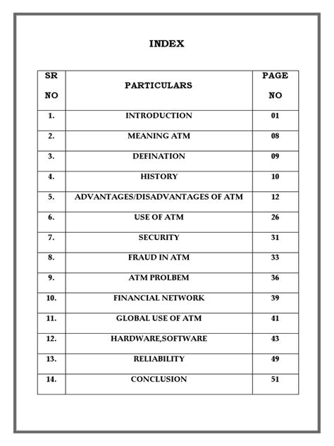 Index Sr No Particulars No Pdf