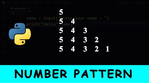 Python Program To Print Number Pattern In Right Triangle Shape 06 Youtube