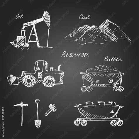Hand Drawn Resource Extraction Sketch Icons Set Stock Vector Adobe Stock