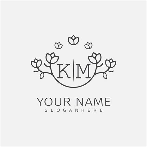Premium Vector Km Initial Monogram Wedding With Creative Circle Line Flower
