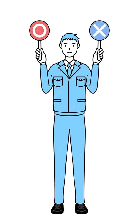 Premium Vector Simple Line Drawing Of A Man In Work Clothes Holding A