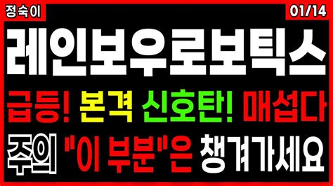 레인보우로보틱스 급등 본격 신호탄 매섭다 주의 이 부분은 챙겨가세요 현대차 보스턴다이내믹스 로봇주 로봇관련주 주가 주가전망 목표가 정숙이 Youtube