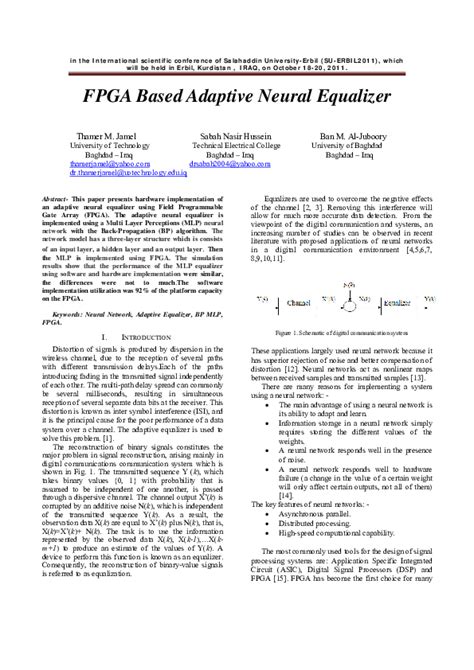 Pdf Fpga Based Adaptive Neural Equalizer