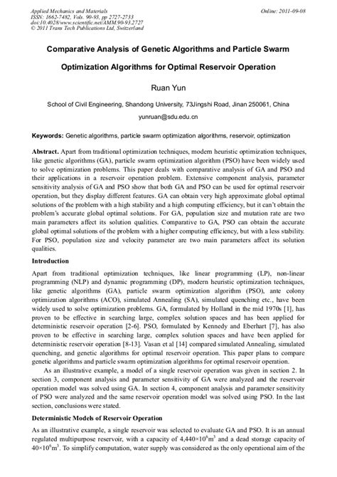 Comparative Analysis Of Genetic Algorithms And Particle Swarm
