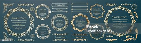 앤티크 장식 재료 빈티지 라인 로코코 패턴 고급스러운 곡선 식물 모티프의 유기 라인 장식 프레임 세트 디자인 개념에 대한 스톡 벡터 아트 및 기타 이미지 Istock