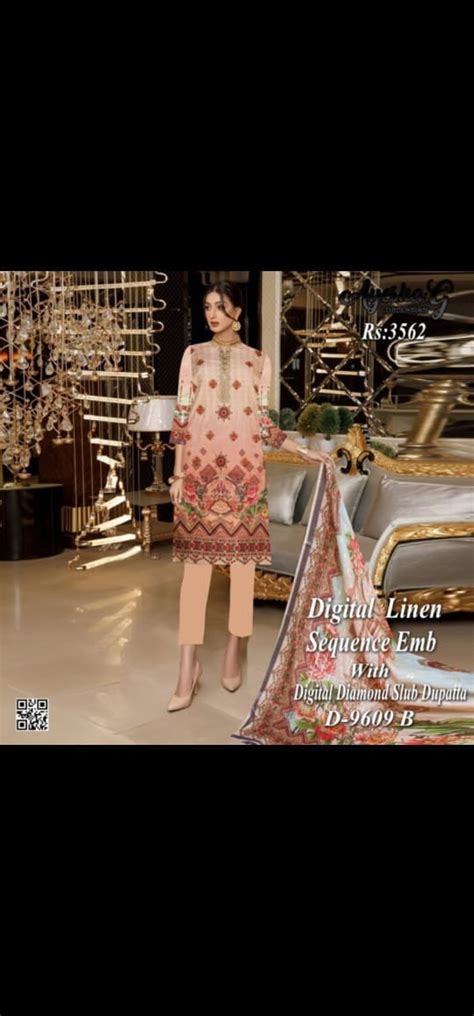 Ayesha G Digital Linen 3piece Suit