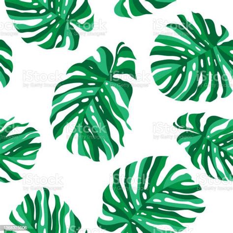 열대 녹색 몬스터 는 흰색 배경 원활한 패턴 벡터 디자인에 잎 0명에 대한 스톡 벡터 아트 및 기타 이미지 0명 계절 꽃