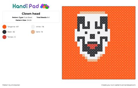 Clown Head Fuse Bead Pattern Kandi Pad Kandi Patterns Fuse Bead