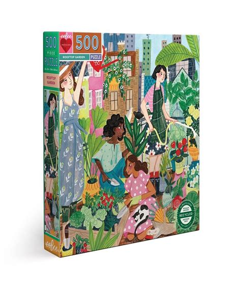 Eeboo Piece And Love Rooftop Garden Square Adult Jigsaw Puzzle Set 500