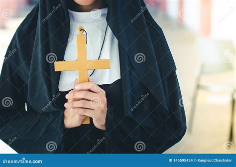 Religious Nun In Religion Concept Hands Praying To The God While