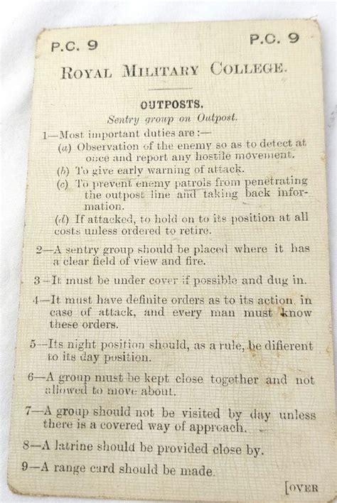 British Ww2 Royal Military College Sandhurst Pocket Cards The