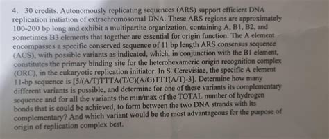 Solved 4 30 Credits Autonomously Replicating Sequences
