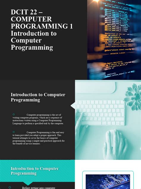 Dcit 22 Computer Programming 1 Lecture 1 Pdf Data Type Computer
