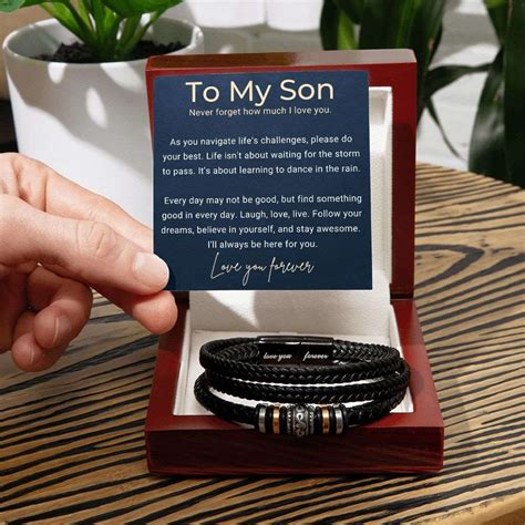 To My Son Leather Bracelet T From Mom Or Dad Jukara