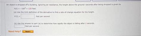 Solved An Object Is Dropped Off A Bullding Ignoring Air