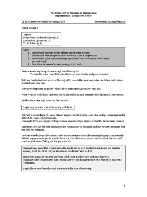 Discrete Math Lecture 1 Pdf Proposition Syntax Logic