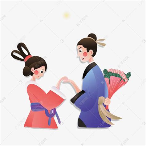 七夕情人节手绘牛郎织女插画素材图片免费下载 千库网