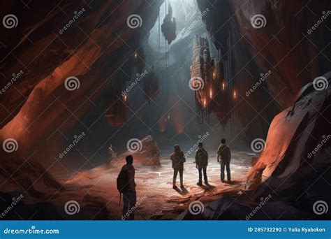 Explorers Ancient Cave Dark Generate Ai Stock Illustration Illustration Of Earth Gold 285732290