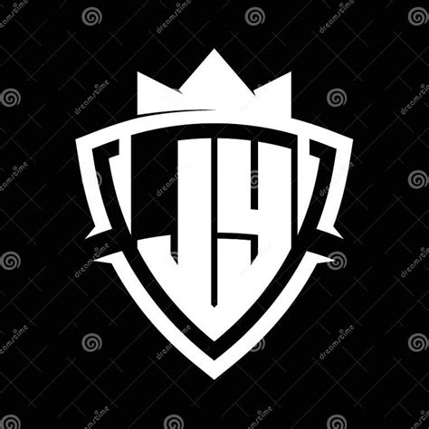 Jy Letter Monogram With Triangle Curve Shield Shape With Crown White