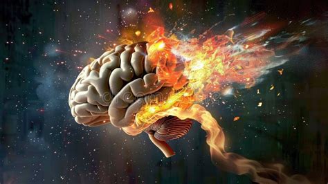 Concept Art Of A Human Brain Exploding Stock Illustration
