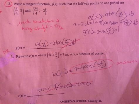 Solved Write A Tangent Function G X Solve Using Teachers Chegg Com