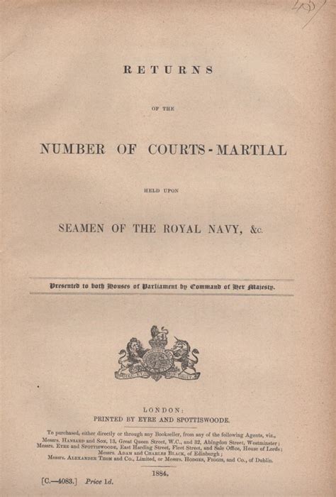 Returns Of The Number Of Courts Martial Held Upon Seamen Of The Royal