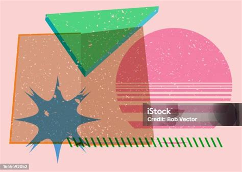 책과 다채로운 기하학적 모양 트렌디한 리소 그래프 디자인의 교육용 오브제 기하학 요소 추상 리소그래프 인쇄 질감 스타일 0명에 대한 스톡 벡터 아트 및 기타 이미지 Istock