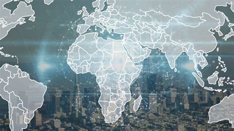 Animation Of World Map And Globe With Connections Over Cityscape Stock Video Video Of