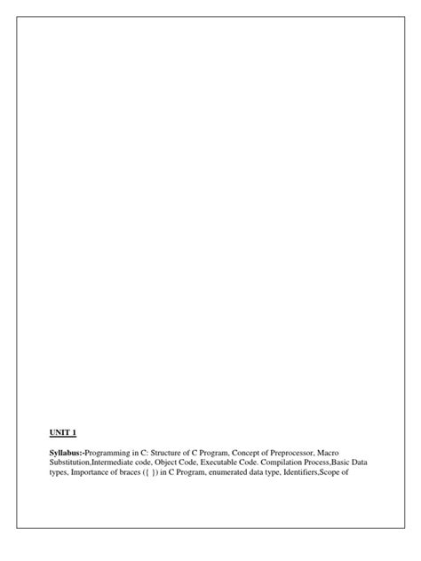 1st Unit C Pdf C Programming Language Subroutine
