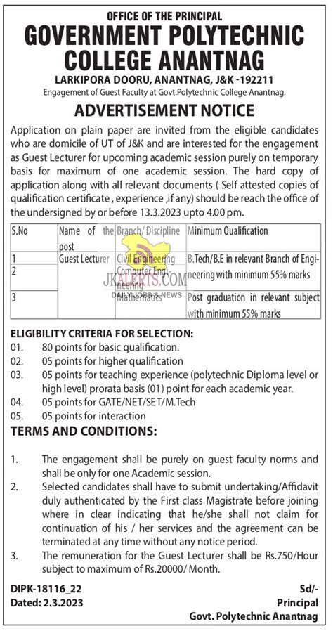 Lecturer Jobs In Govt Polytechnic College