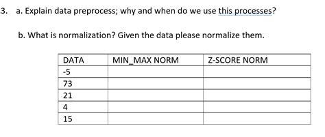Solved A Explain Data Preprocess Why And When Do We Use