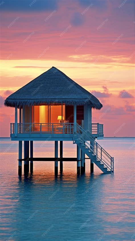 Premium Ai Image There Is A Small Hut Sitting On The Water With