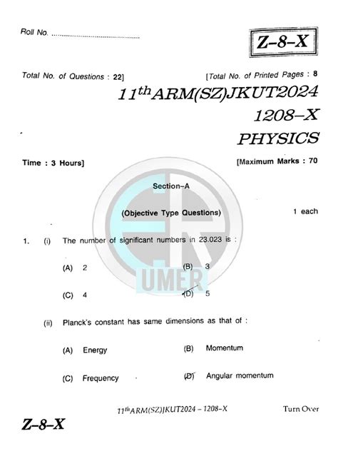 Class 11th Physics Previous 4 Years Question Paper Jkbose Pdf