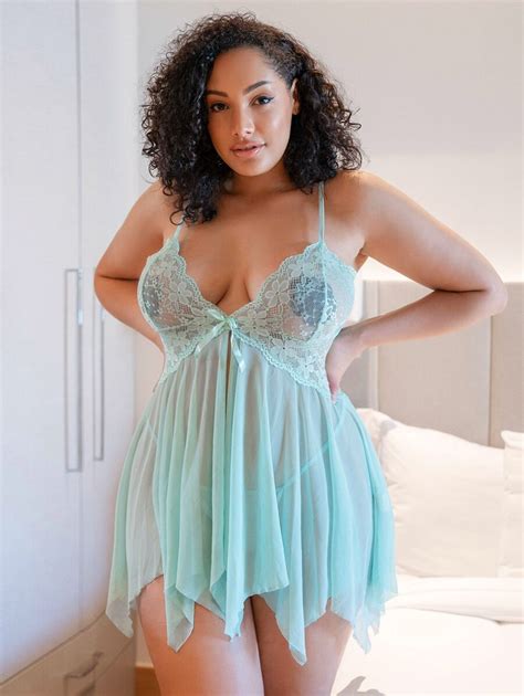Classic Sexy Plus Contrast Lace Mesh Slips With Thong For Sale