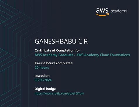 Aws Cloudcomputing Awsacademy Techskills Continuouslearning Cloudfoundation Ganeshbabu C R