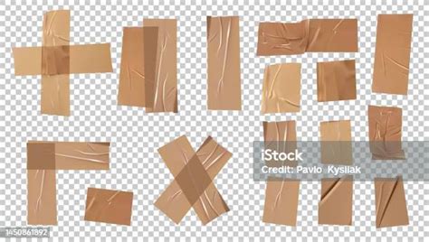 접착 테이프 가장자리가 찢어진 현실적인 접착 스카치 고정 또는 간단한 수리를위한 3d 줄무늬 플라스틱 주름진 끈적 끈적한 밴드와