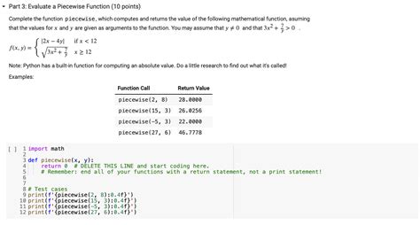 Solved Part Evaluate A Piecewise Function Points Chegg Com