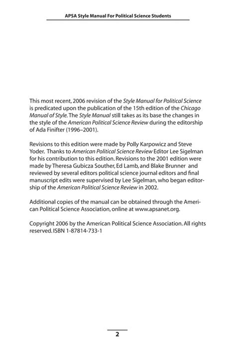 APSA Style Guide PDF