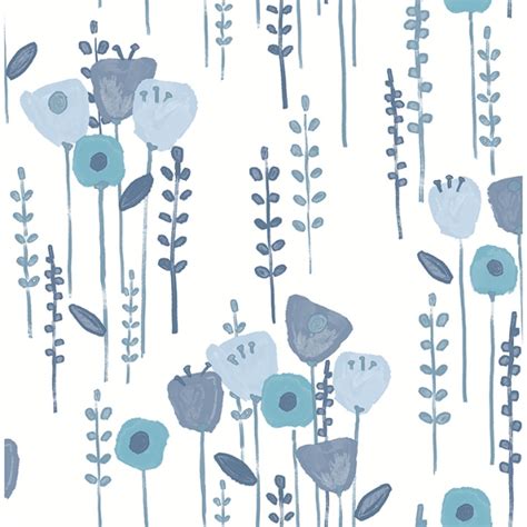 4135 27274 Mabel Blue Floral Field Wallpaper By A Street Prints