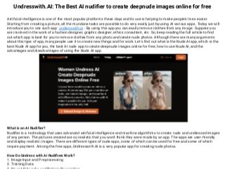 Undresswith Ai The Best Ai Nudifier To Create Deepnude Images Online