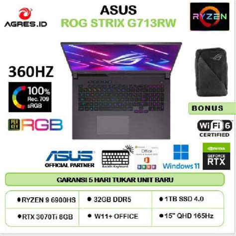 Jual Laptop Asus Rog Strix G Rw Inch Rtx Ti Ryzen Hs Ddr Di Seller Agres Id