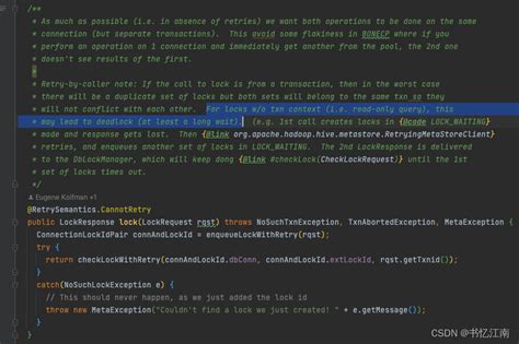 Hive Ddl操作出现卡住现象源码分析与解决方法hivemetastore Deadlock Detected In Acquirelockini Csdn博客
