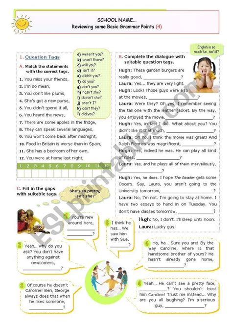 Reviewing Some Basic Grammar Points 4th In The Series Question Tags