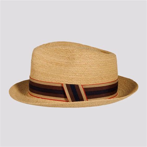 Oslo Womens Natural Woven Raffia Braid Fedora Hat With Striped Band