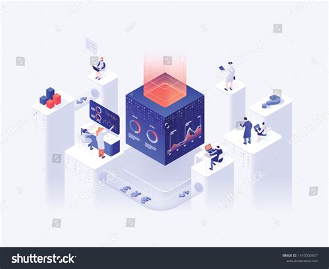 People Interacting Charts Analyzing Statistics Data Stock Vector
