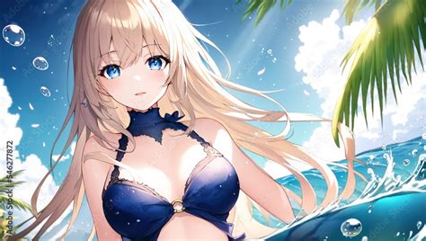 Girl In A Bikini Anime Style Stock Illustration Adobe Stock